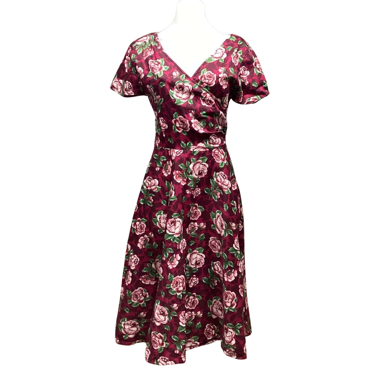 Collectif Vintage London Womens Size 16 Midi Dress Floral / Pink (s)