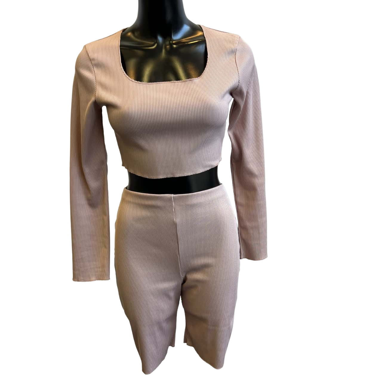 Missguided Womens Size 6 Long Sleeve & Shorts Activewear Set Dusty Pink(s)