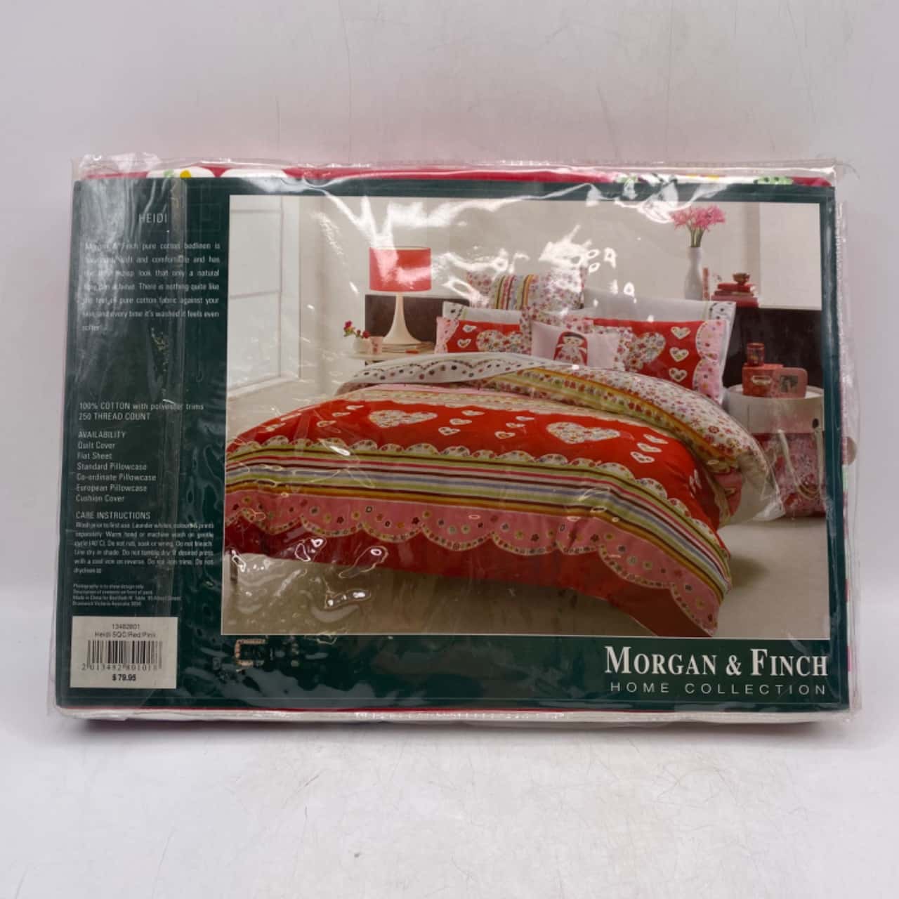 BNWT Morgan & Finch Single Bed Quilt Cover Heidi Red & Pink RRP $79.95 ...