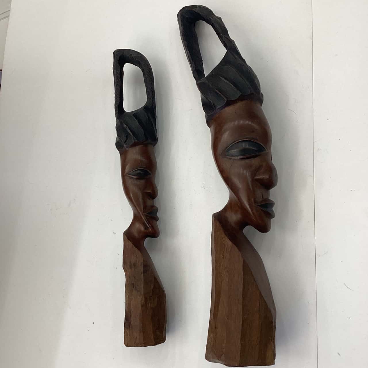 Lot of 2 Hand Carved Wooden African Statues