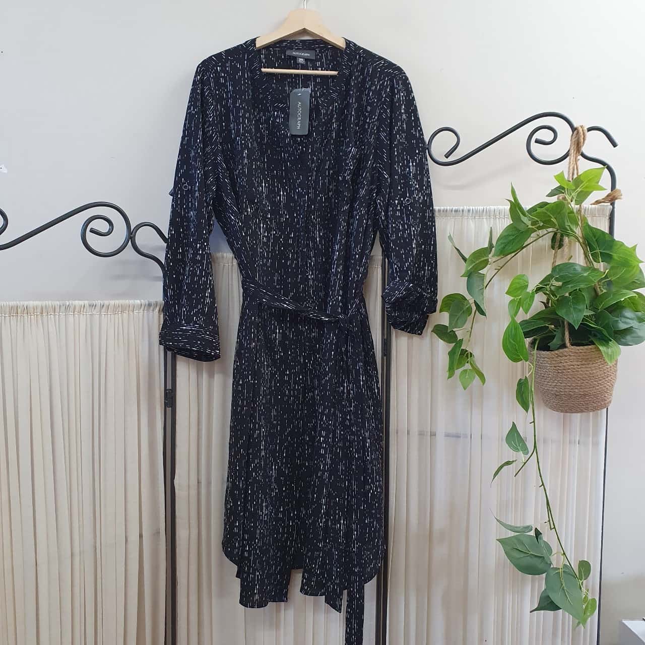 Autograph Women's Size 20 Mono Shirtmaker Dress Black - New With Tags(s)