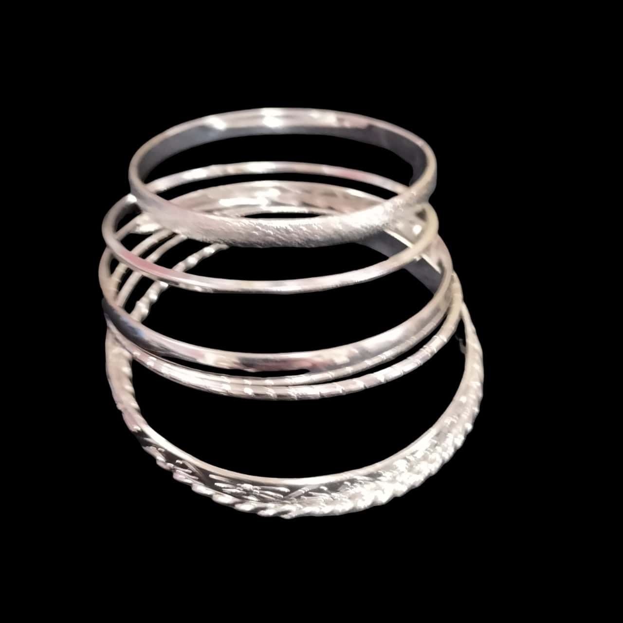 Silver Tone Assorted Bangles X 6(s)