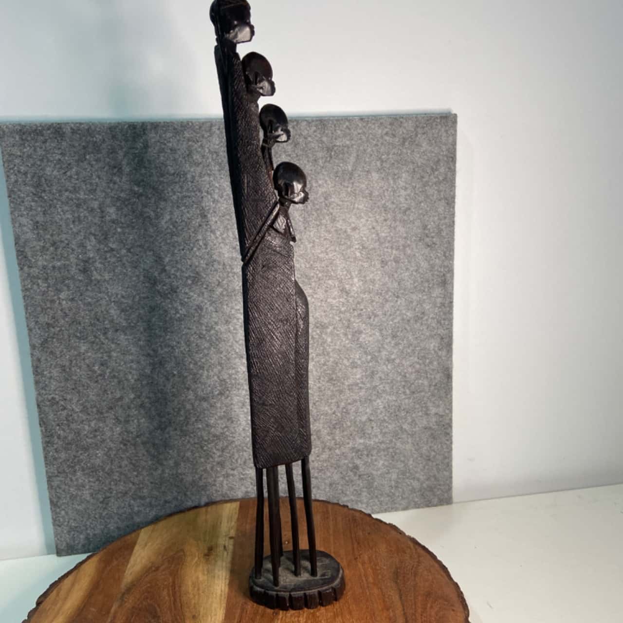 Vintage Hand-Craved Ebony Wood Sculpture