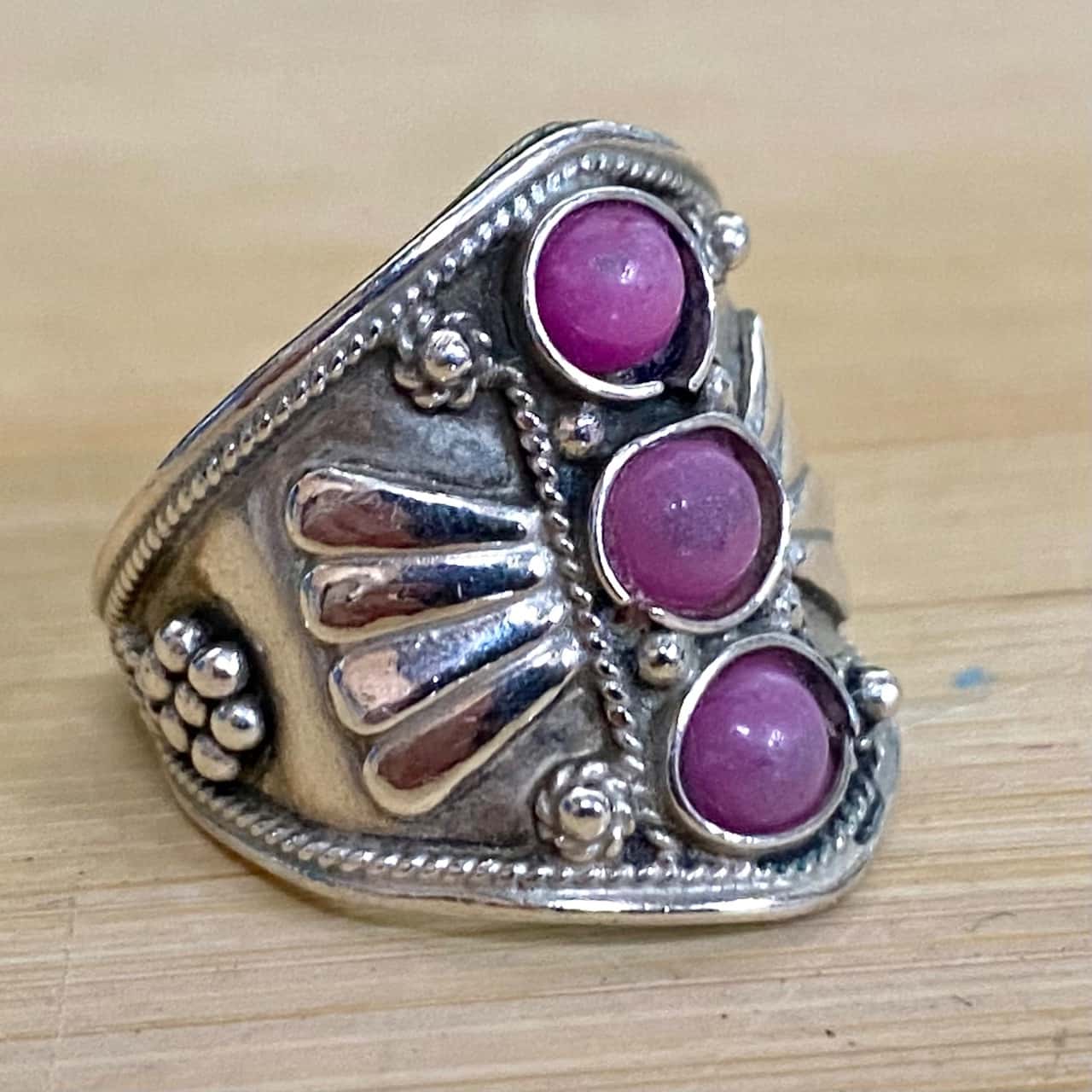 Sterling Silver Pink Stone Wrap Ring (Stamped 925)(s)
