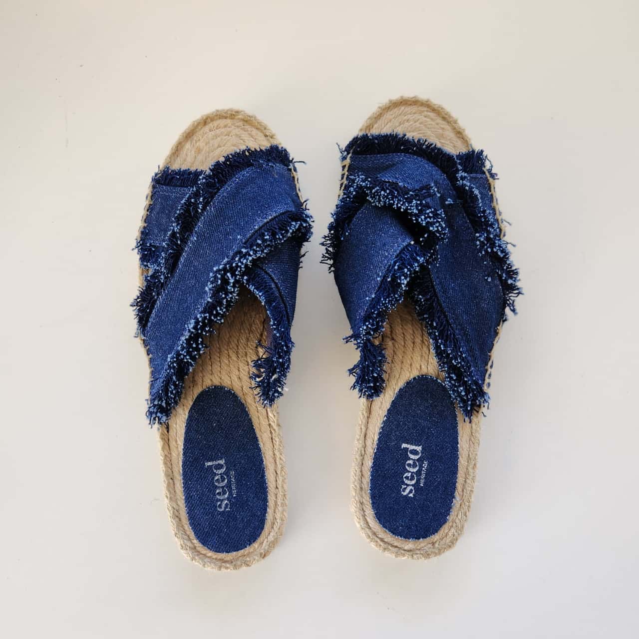 Seed Heritage Blue Denim Slides Sandals Shoes Size 39 / 8 (s)