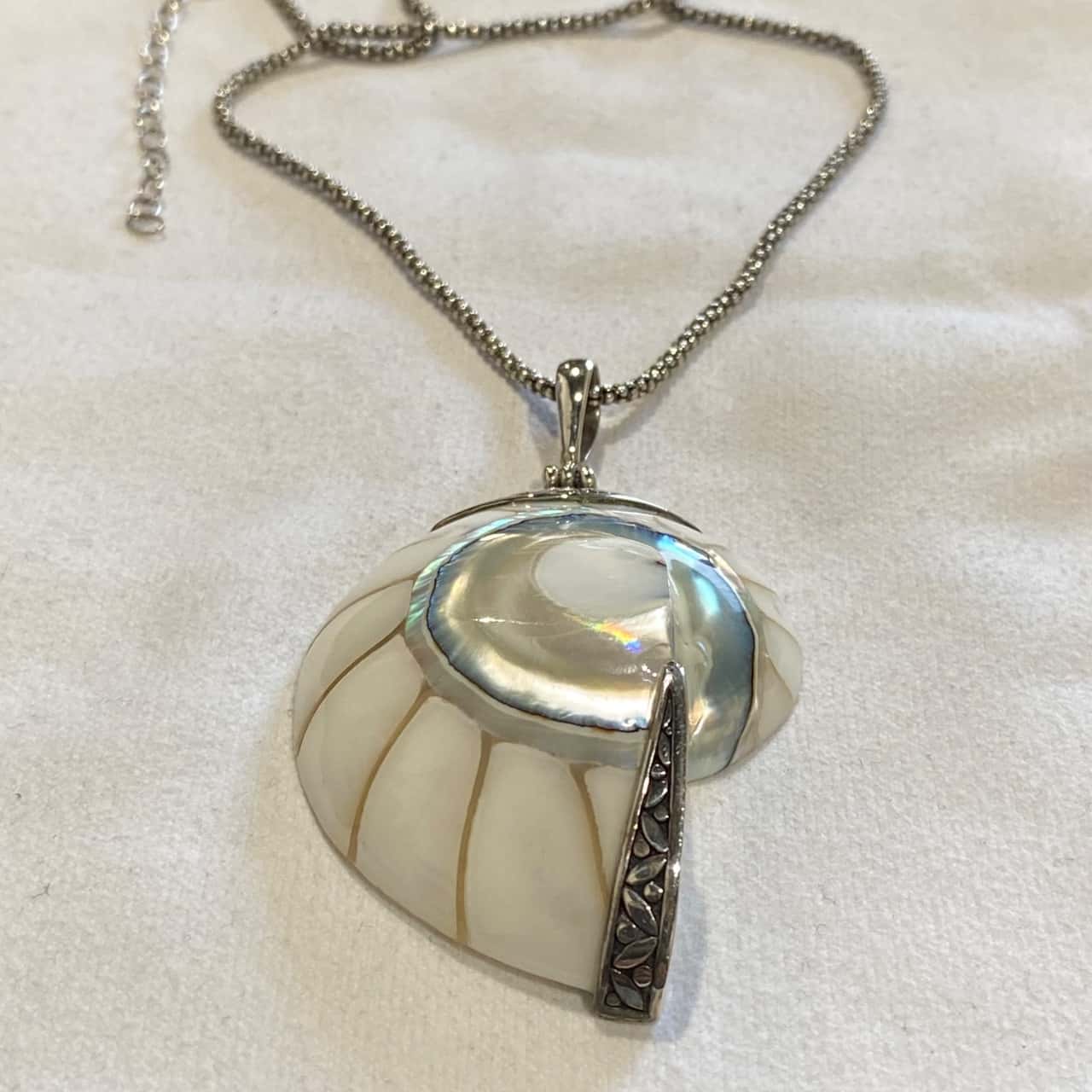 Womens Necklace Nautilus shell set in solid sterling silver necklace(s)