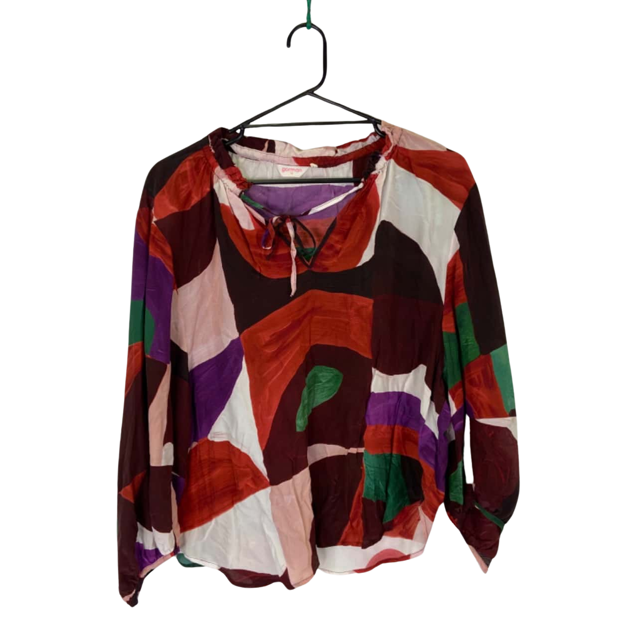Gorman Womens Size 14 Long Sleeve Painted Blocks Silk Blend Top ...