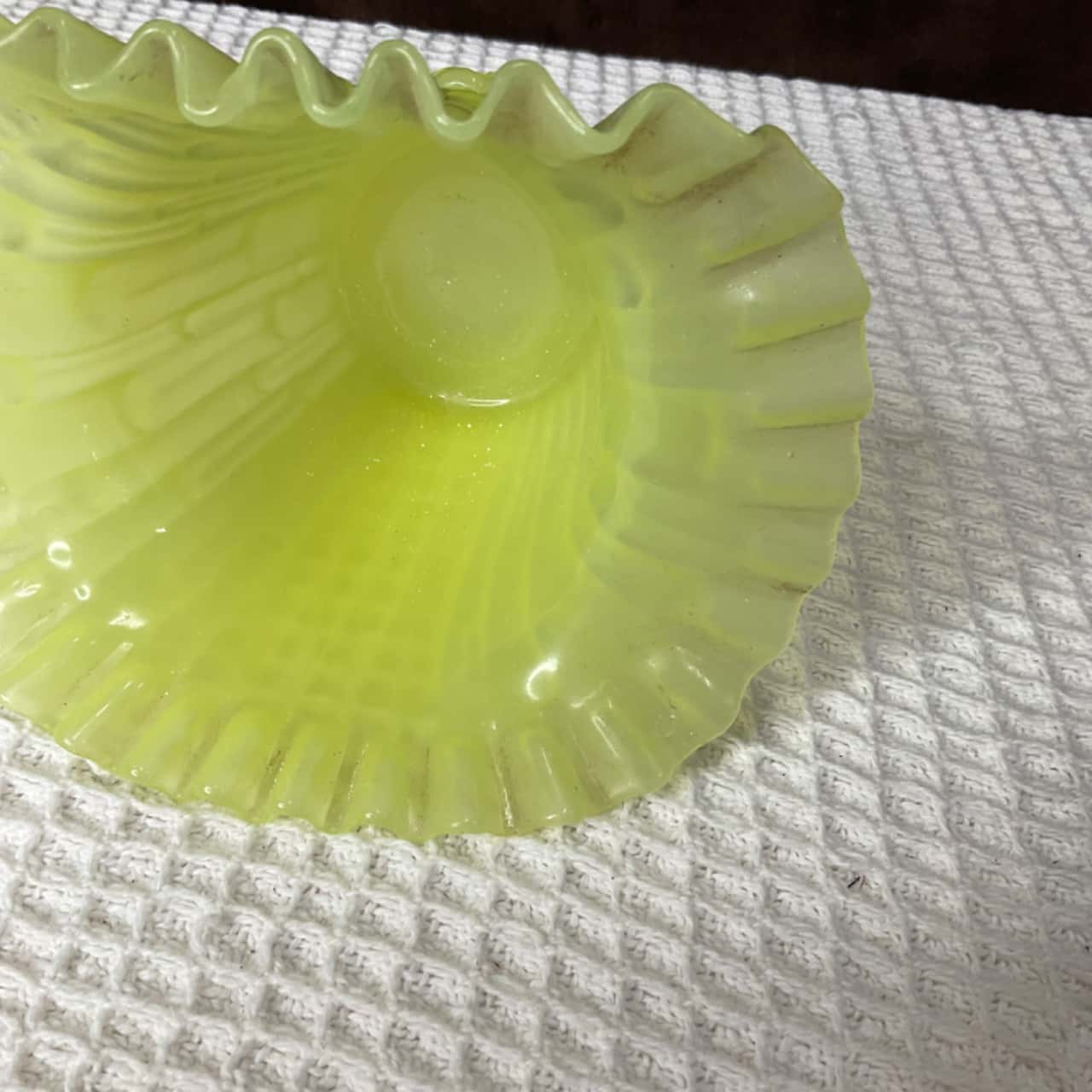 Vintage Vaseline Yellow Uranium Fluted Vase(s)