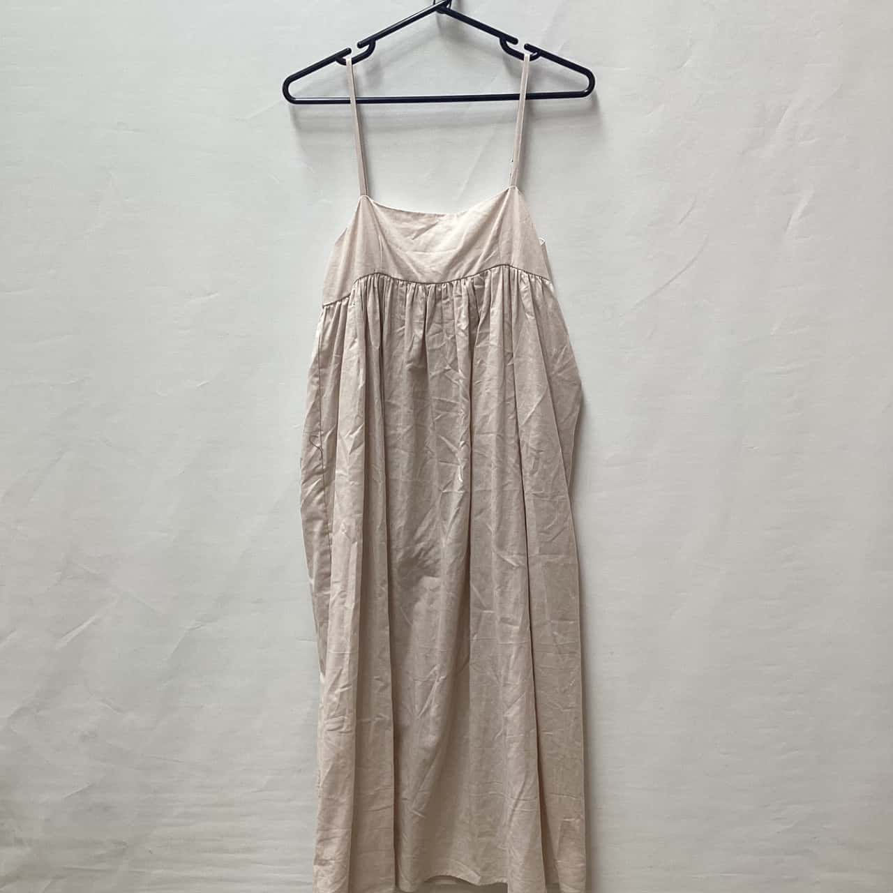 NEW Erin Louise Womens Size L Midi Dress Cream - linen mix