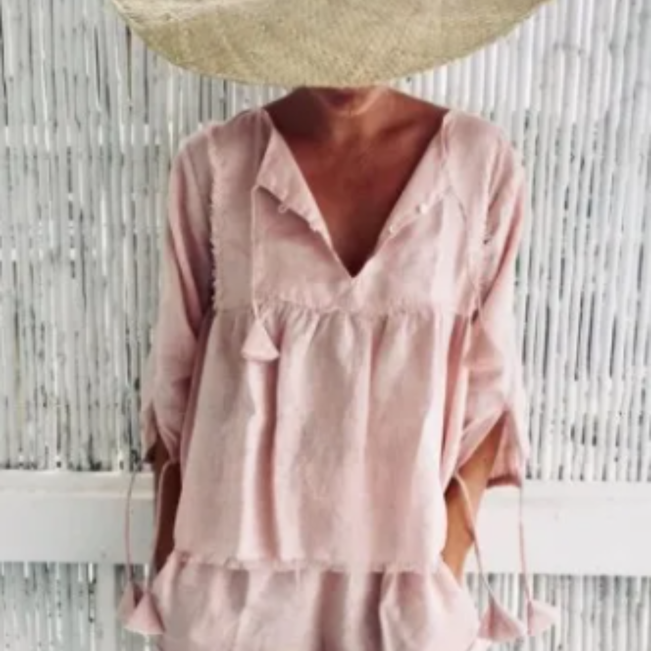 LJC Designs Prue Linen Smock Top Dusty Pink Size 10 / M (s)