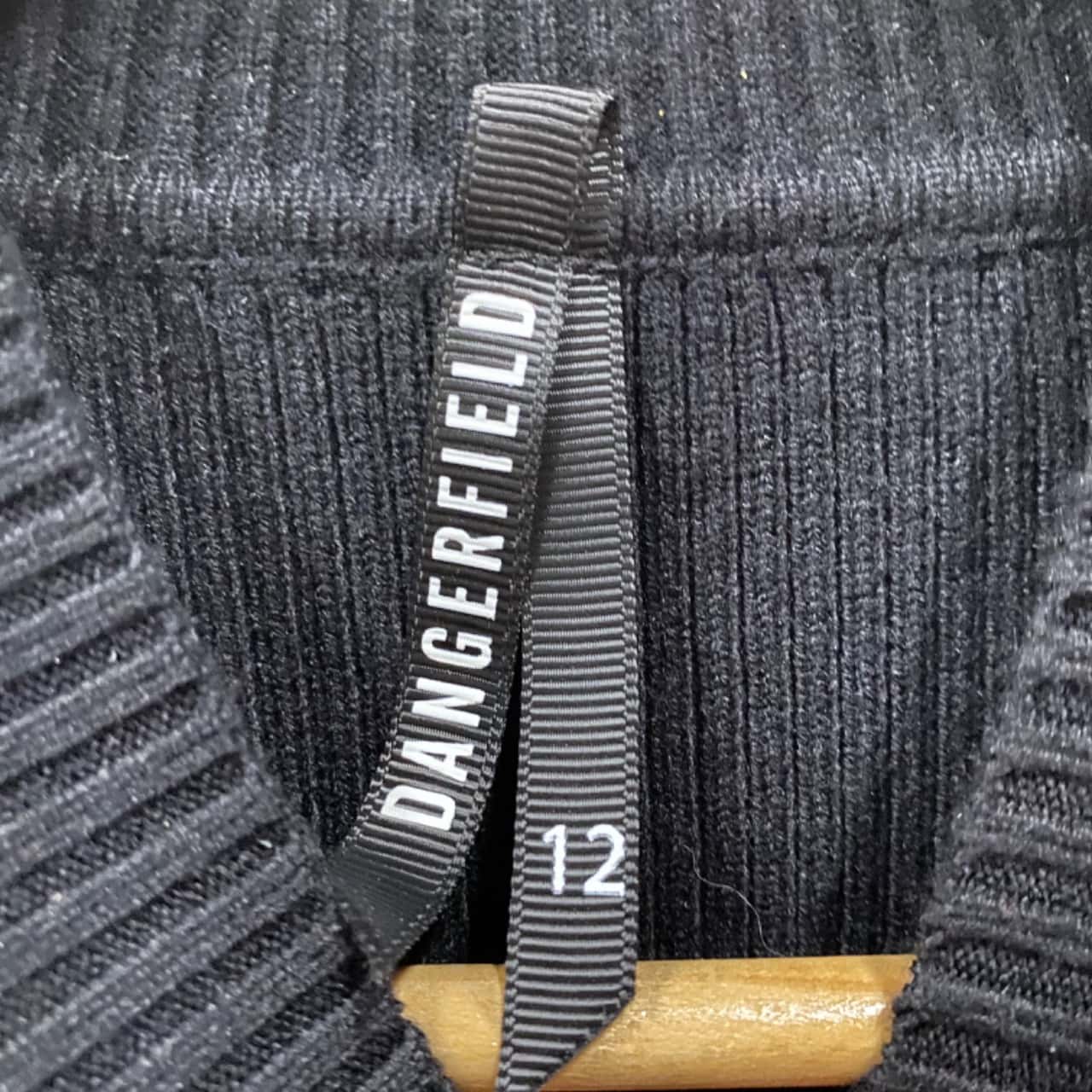 Dangerfield Black Long Sleeve Top with Exposed Shoulder Size 12 (s)