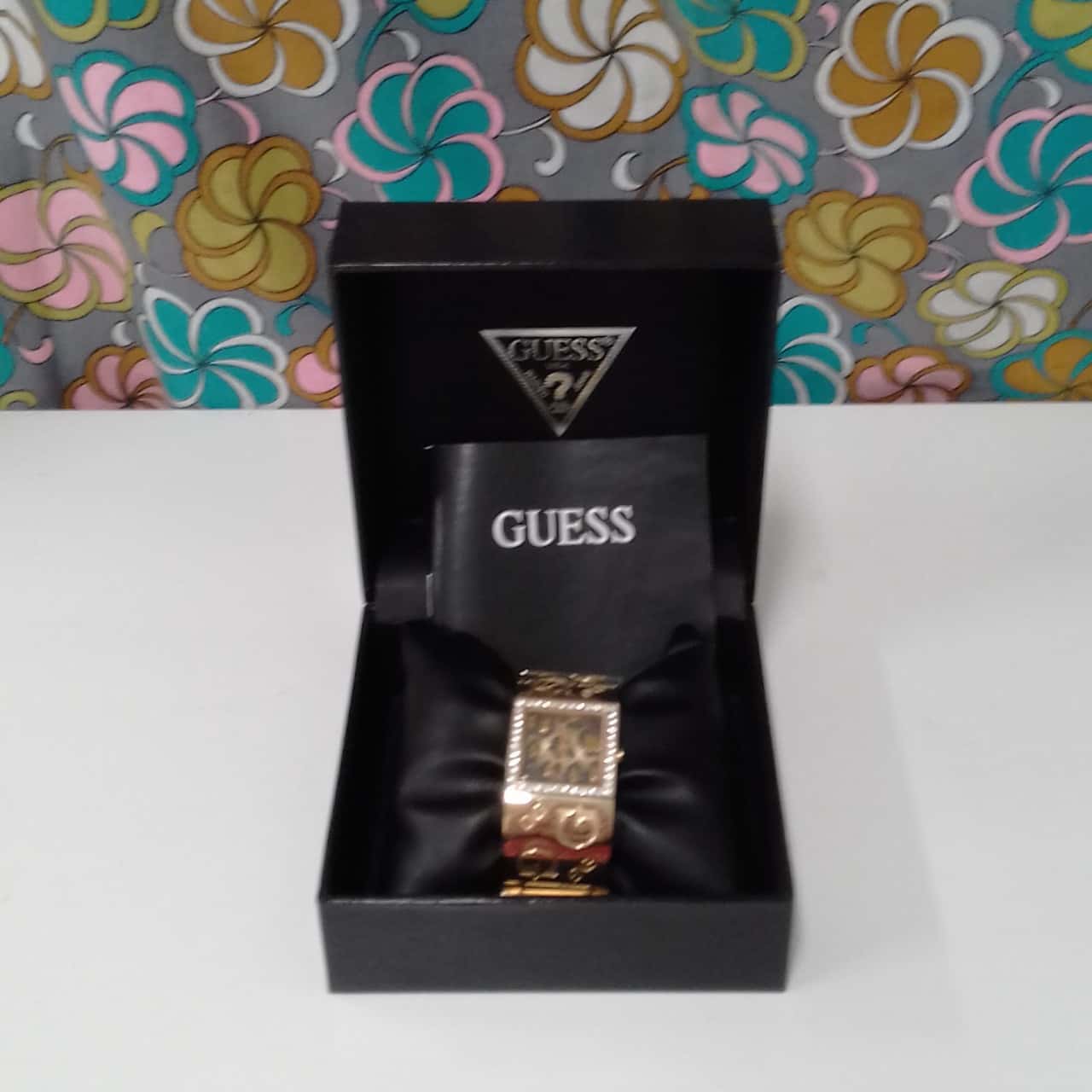 Guess Ladies Gold Coloured Leopard Print Watch - as is(s)