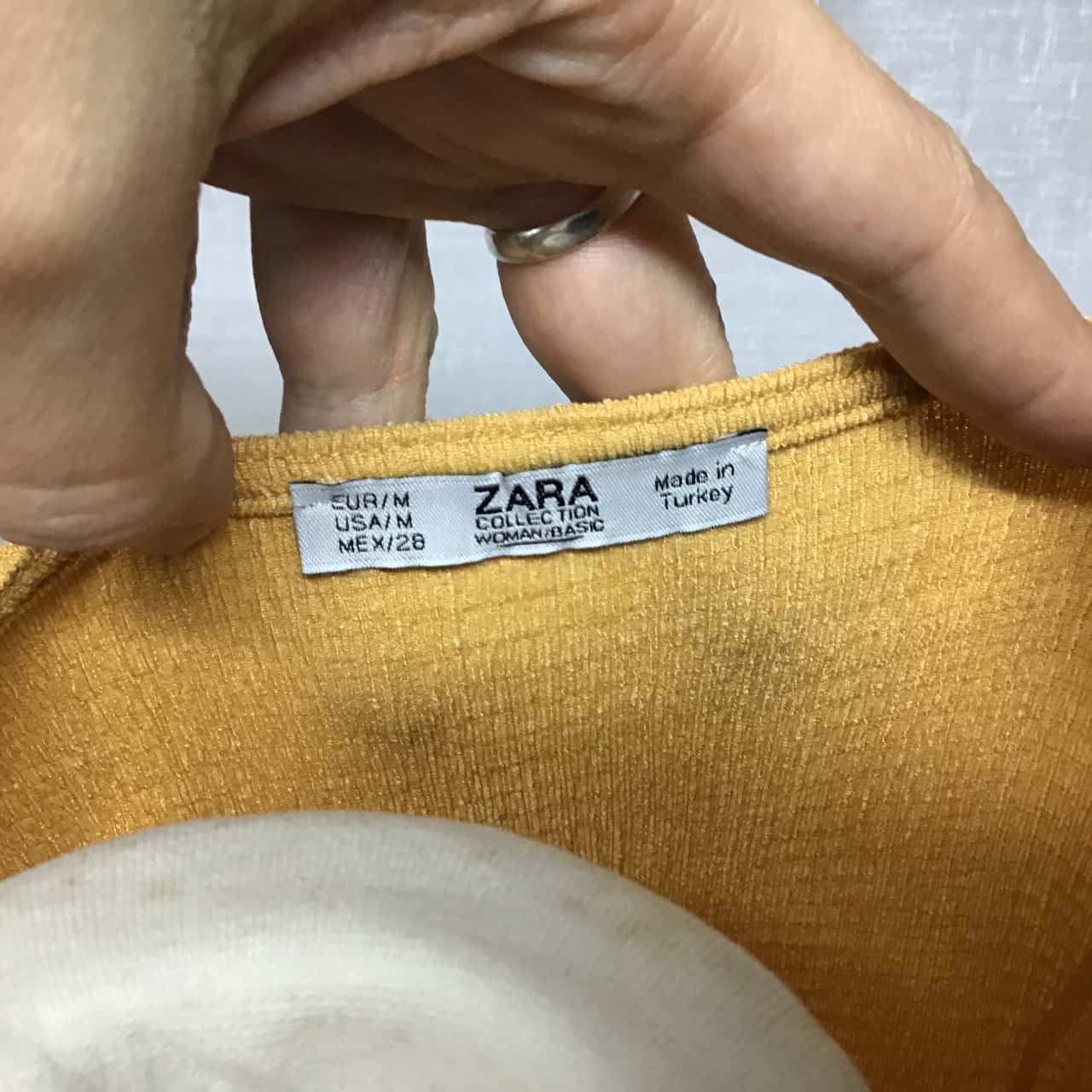 Zara, Yellow/gold cropped top, (couple of loose stitches), Size M(s)
