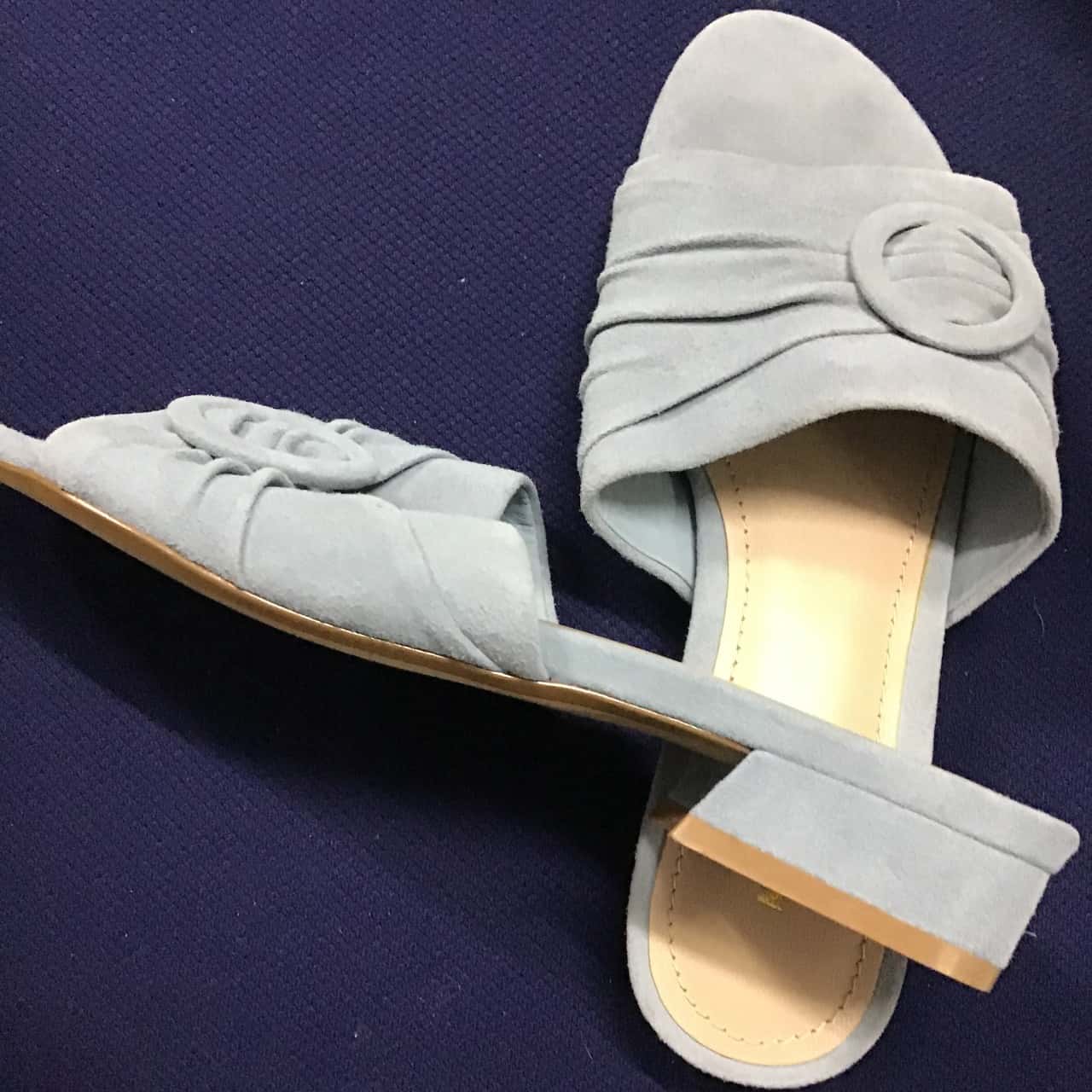 Mimco Womens Powder Blue Suede slides Size 37 Blue (s)