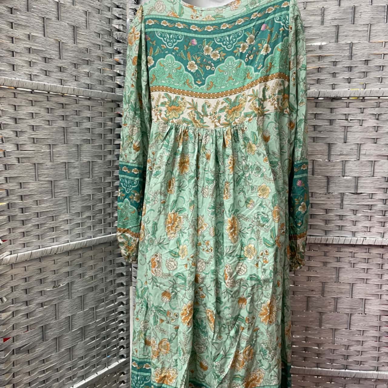 Shareen Collection Womens Size 14 Maxi Dress Green / Multicoloured ...