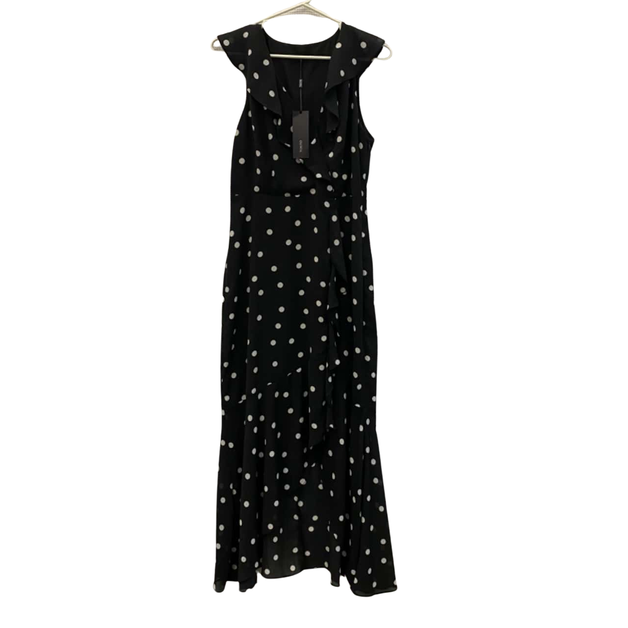 Tokito Womens Size 14 Maxi Dress Black Polka Dot White S