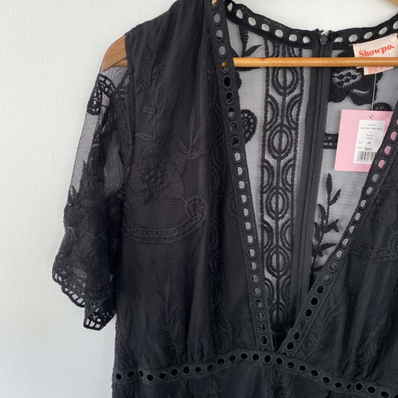 Showpo Black Love Spell Maixi Dress Plus Size 20(s)