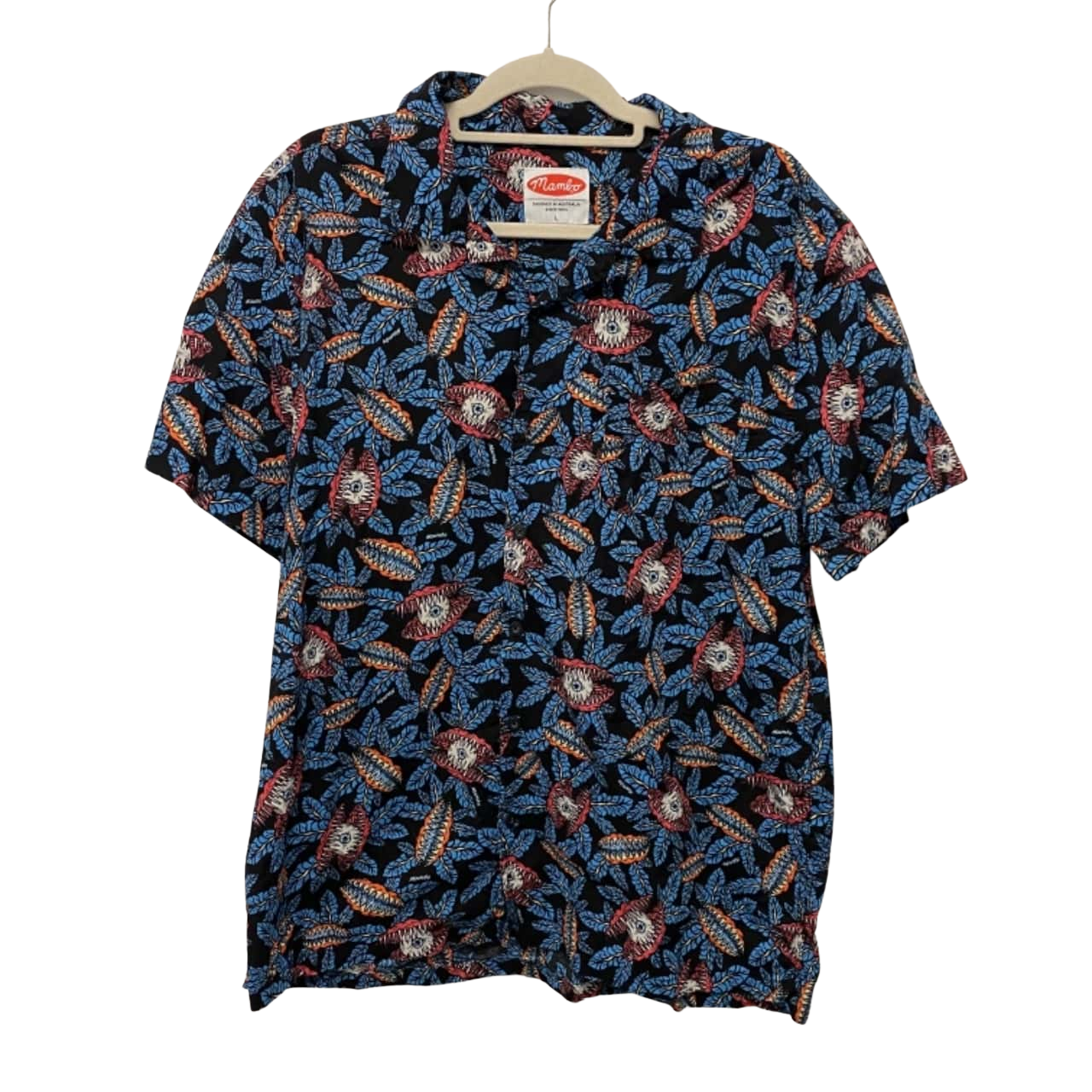 Mambo Mens Size L Short Sleeve Blue