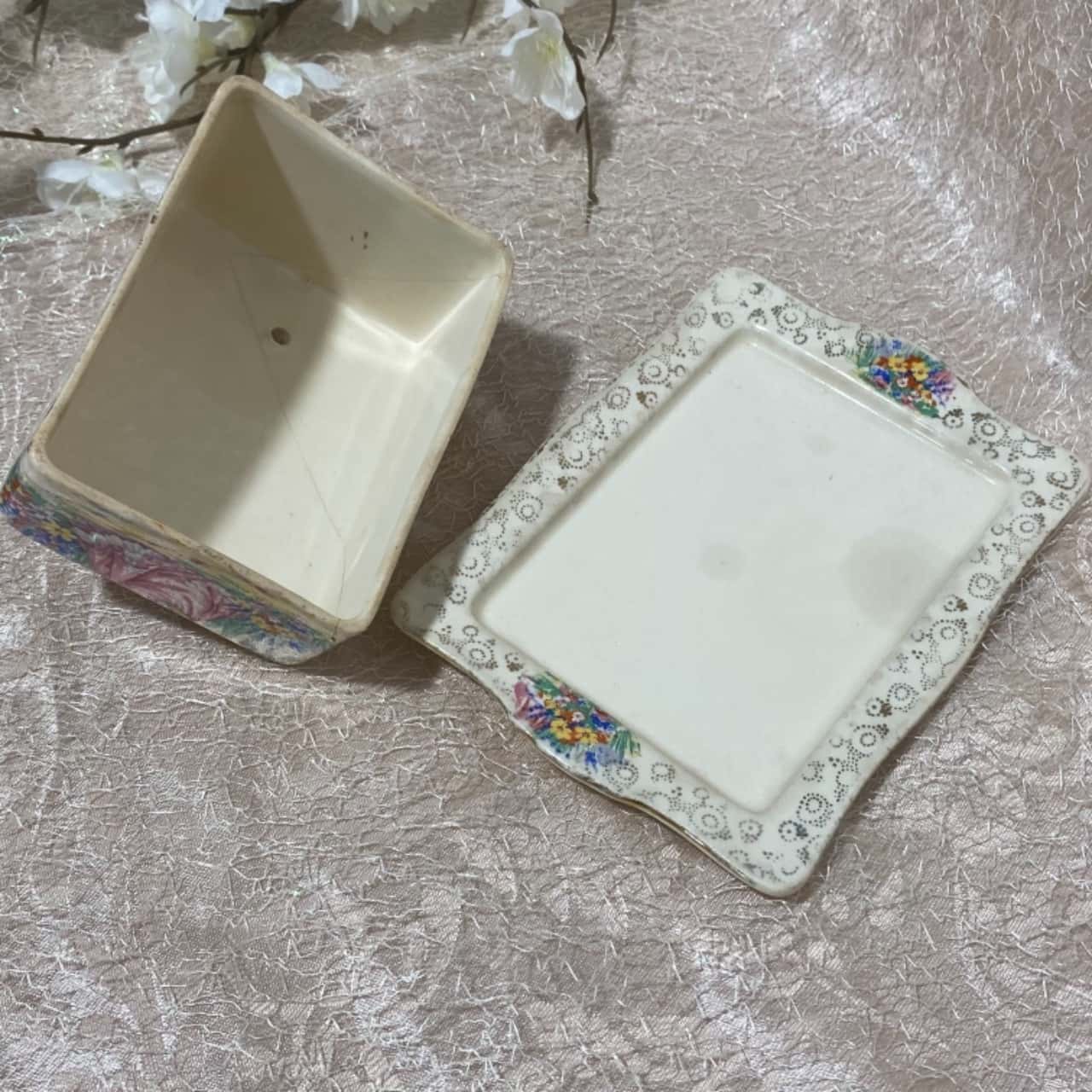Vintage Art Deco H & K Tunstall Pottery Butter Dish and Cover