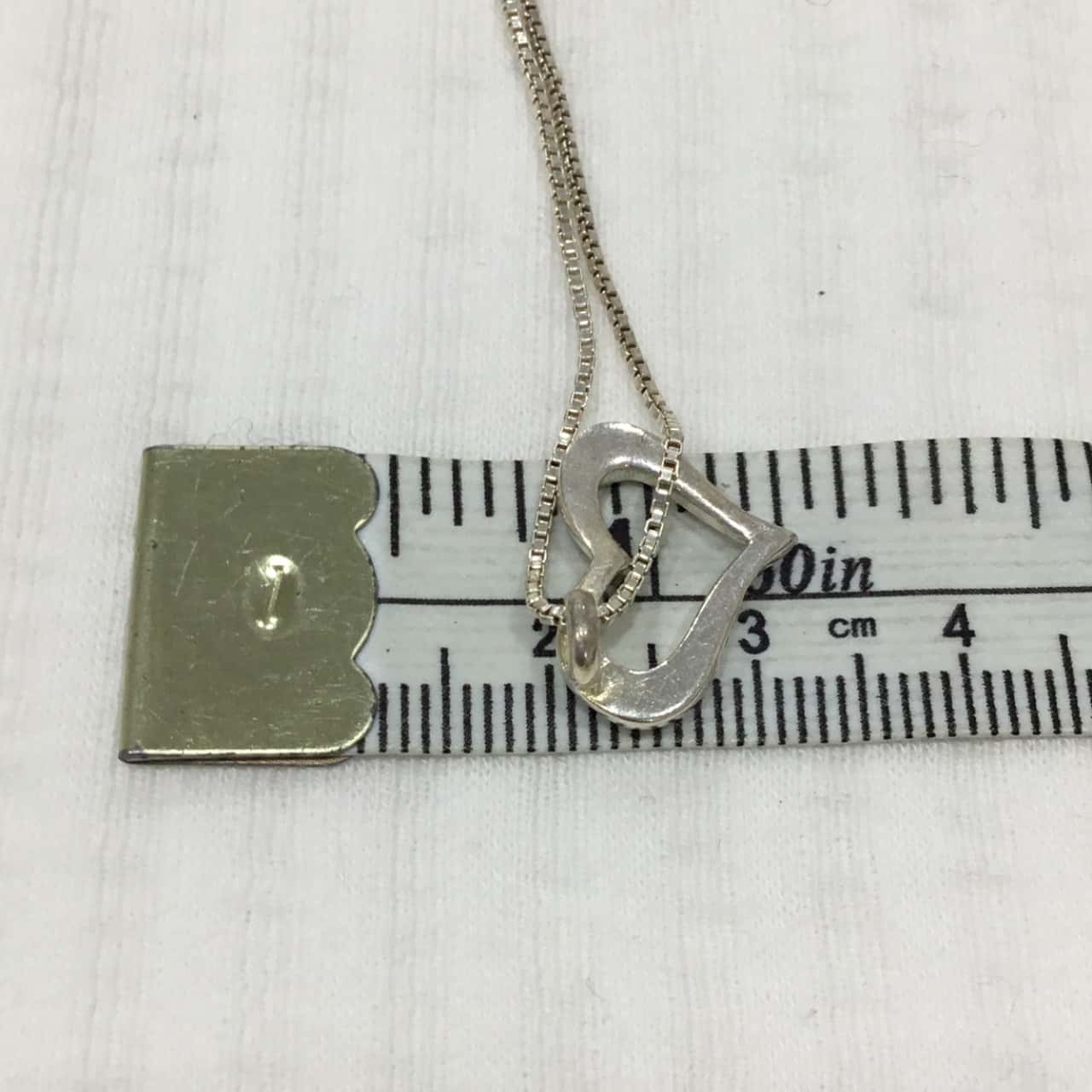925 Sterling Silver Box Snake Chain Necklace & Silver Tone Love Heart