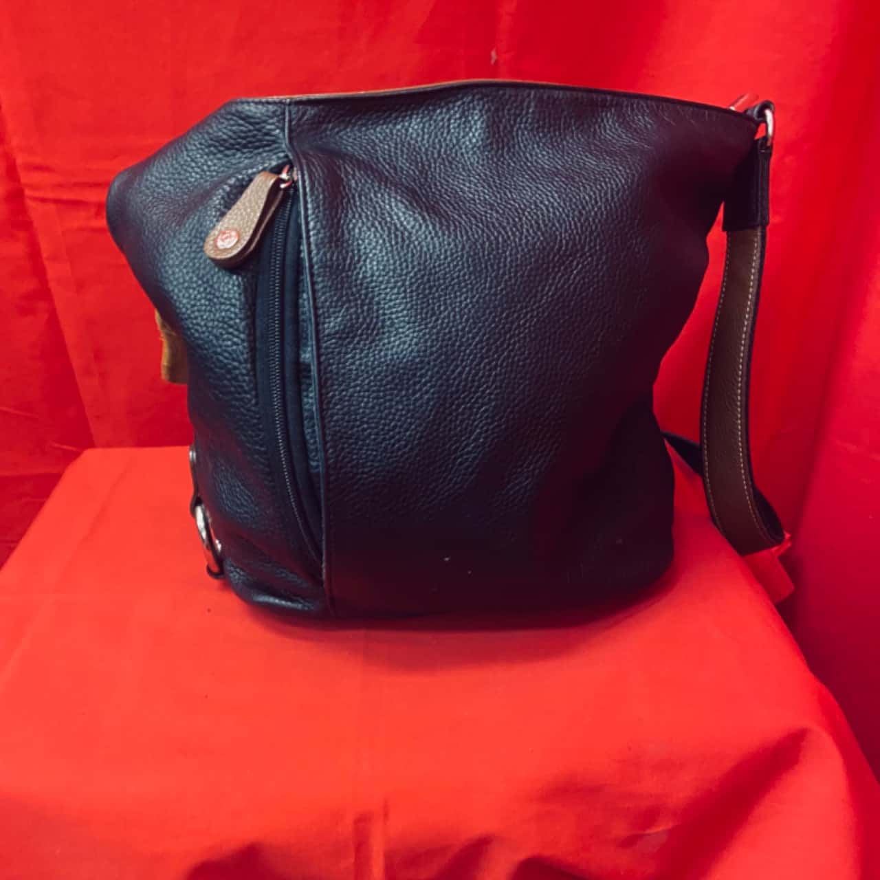 Milleni Italian Genuine Leather Womens Cross Body Bag / Tote Black with ...