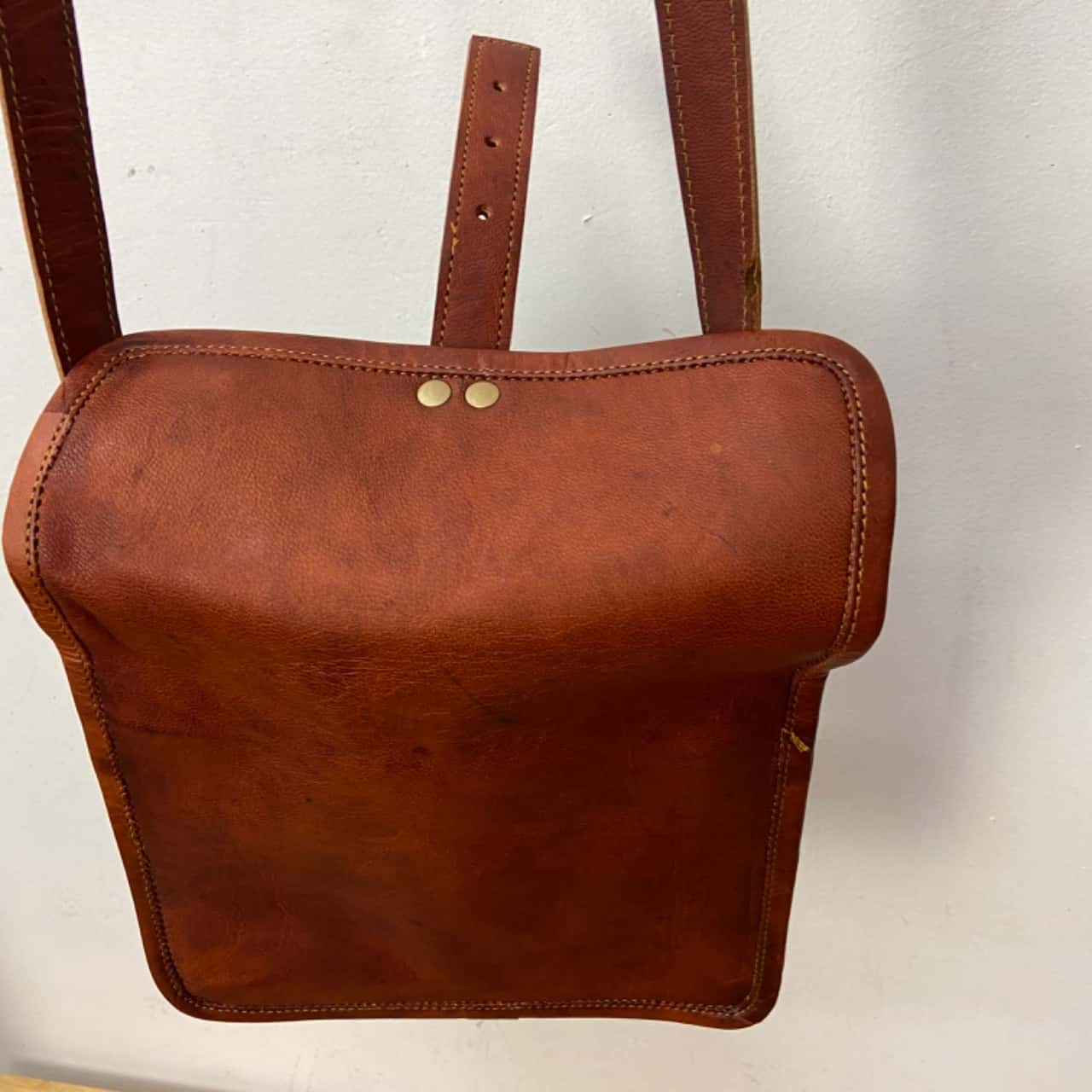 Womens Square Leather Tote Bag Brown