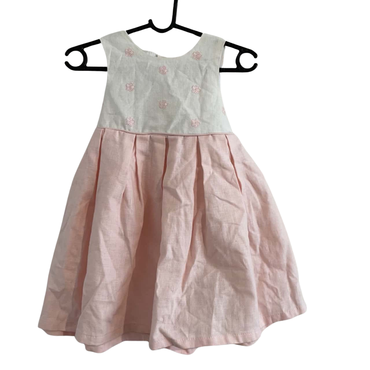 Victoria Rose Baby Size 0 Dress Linen/Cottage Pink / White (s)
