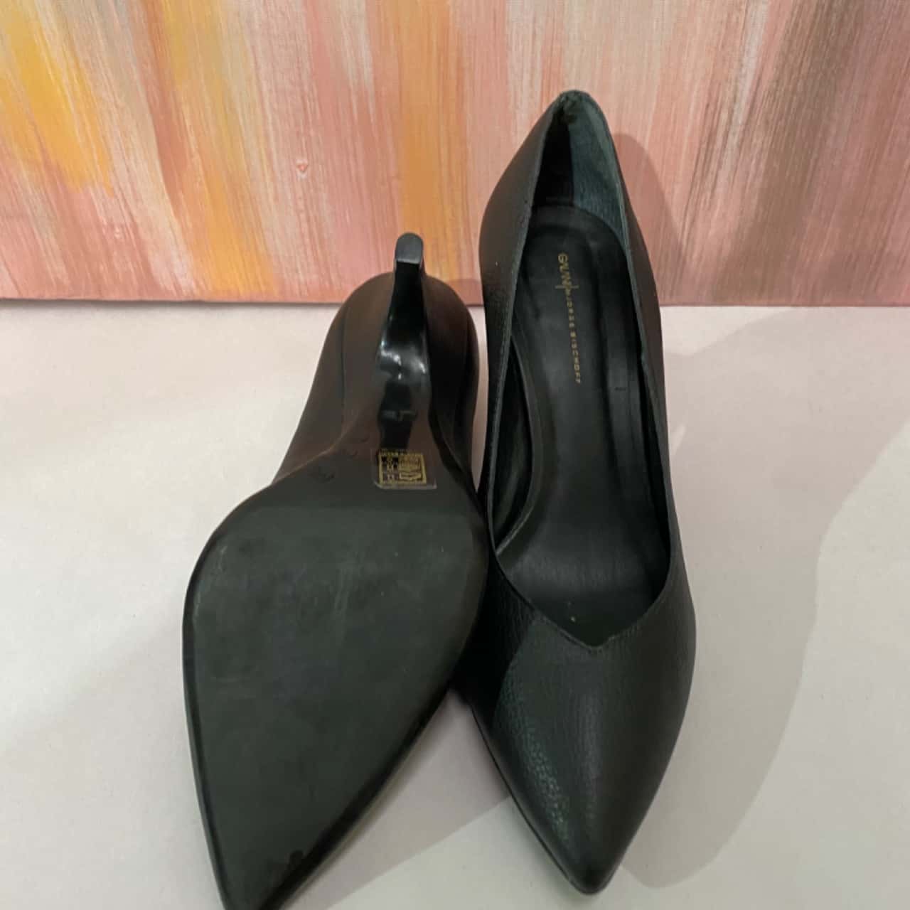 GALANI BY JORGE BISCHOFF Black Leather Heels