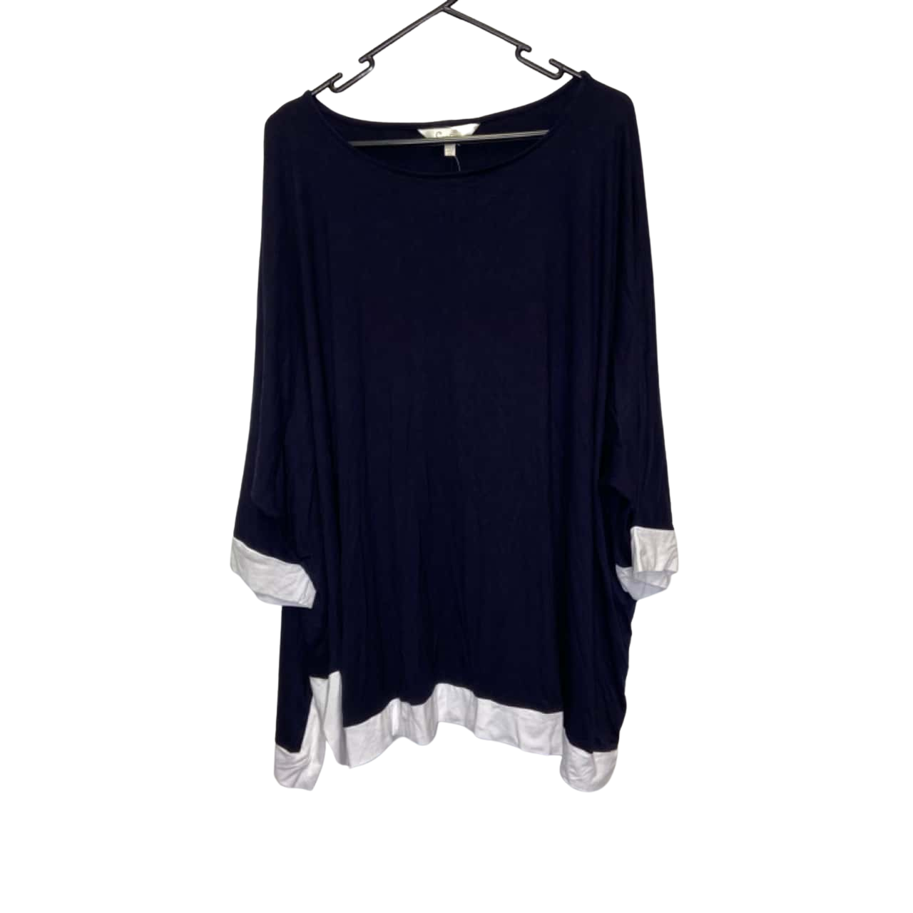 Capture Womens Size 22 Long Sleeve Top Navy Blue White Bnwts