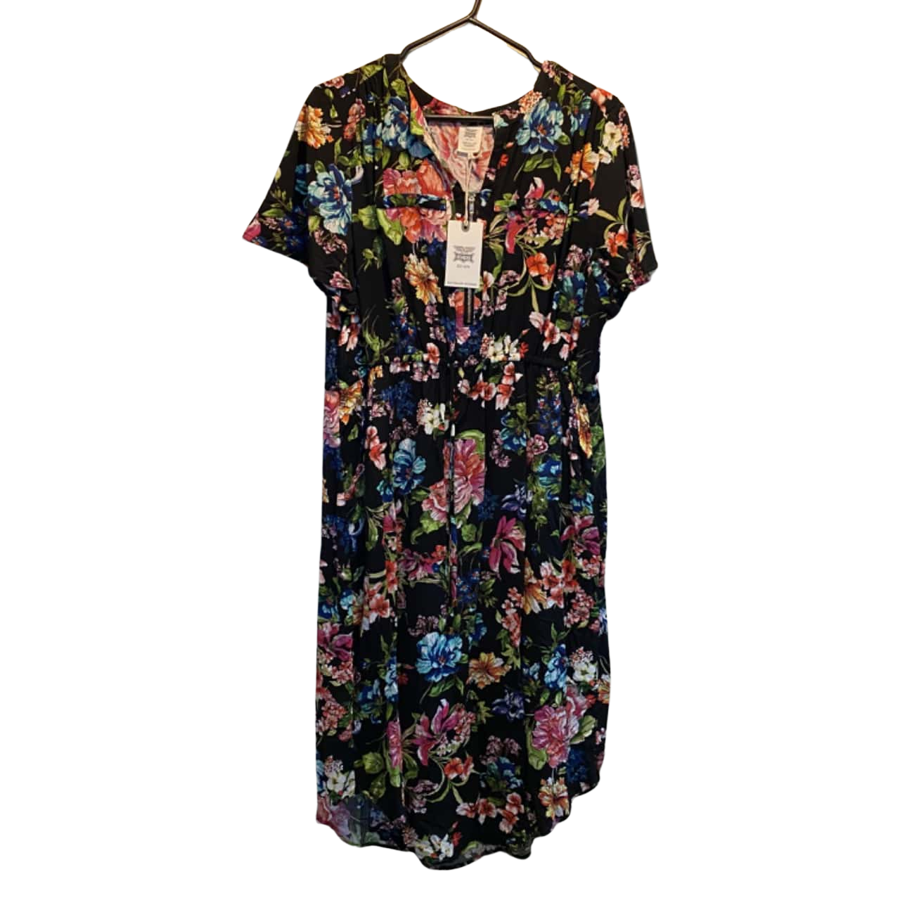Rivers Womens BNWT RRP$54.99 Size 18 Short Sleeve Dress Black / Floral ...