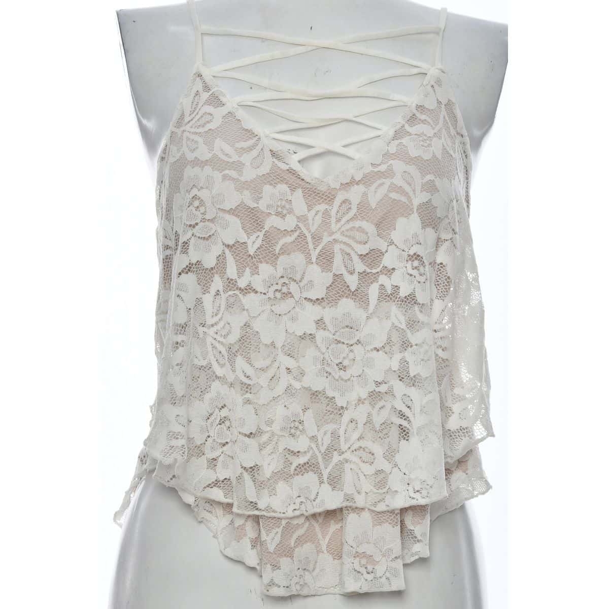 Express Womens Size L Cami Lace Top White(s)
