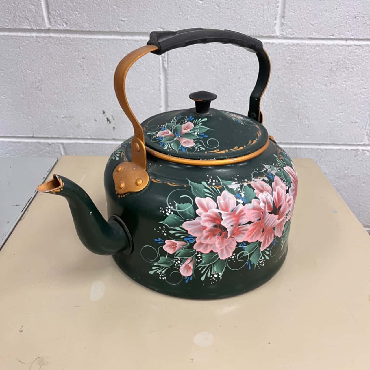 RETRO PAINTED TIN TEA POT