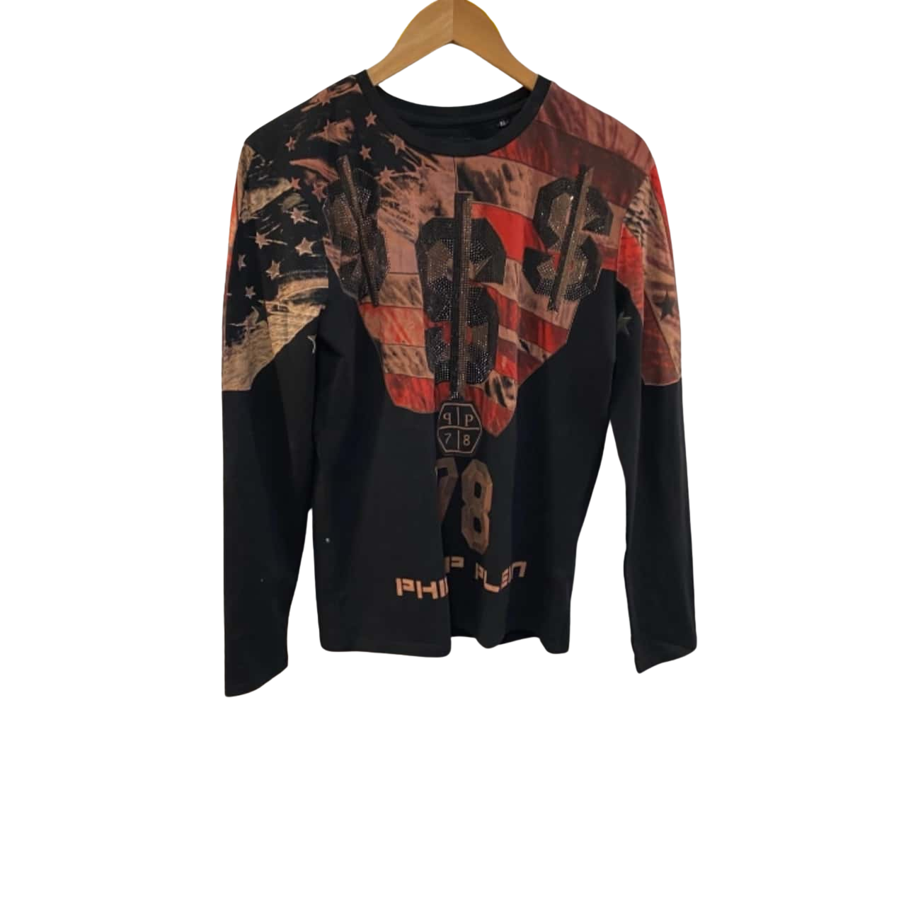 Philipp Plein Size XL Long Sleeve Shirt Black / Brown (s)
