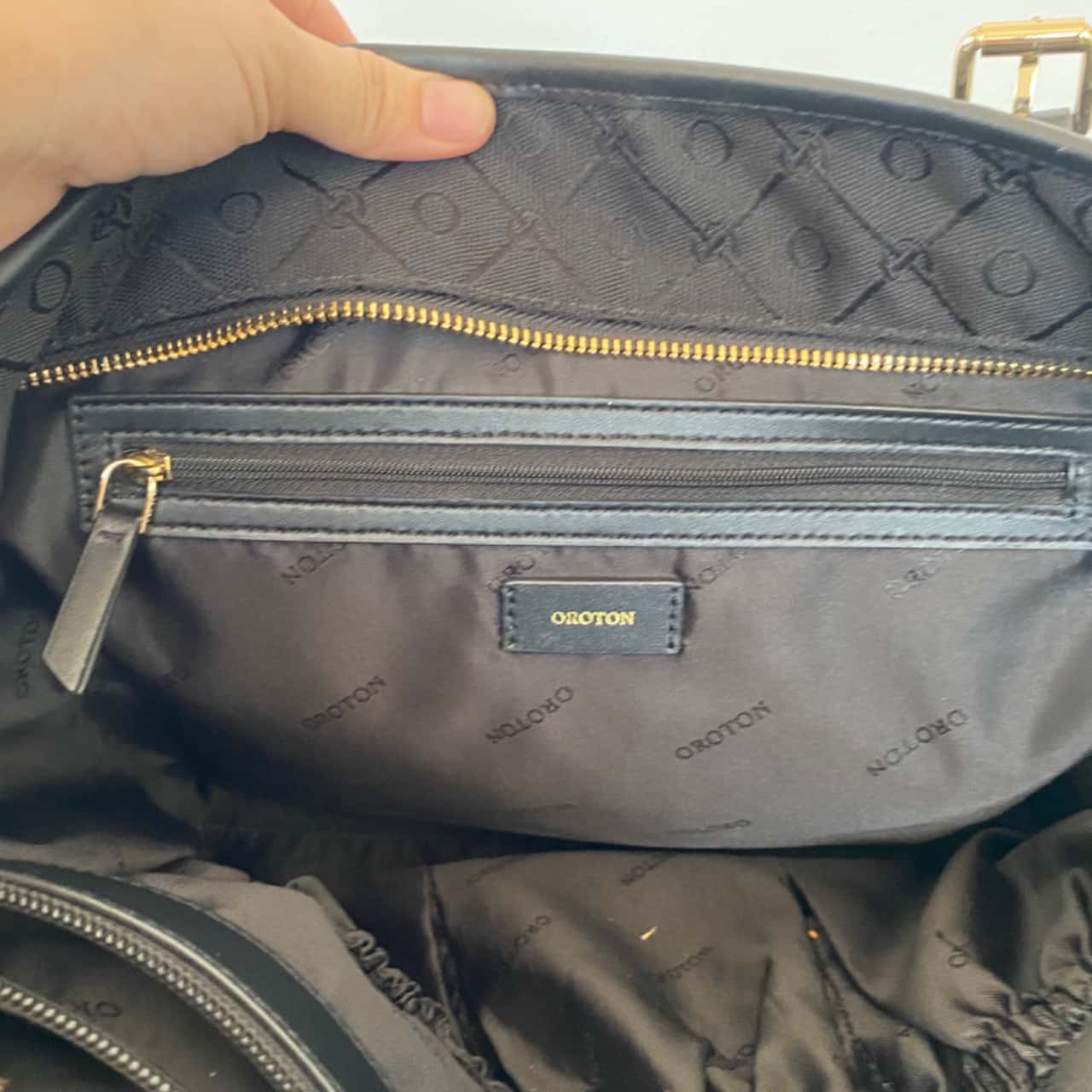 Oroton Black Canvas Nappy Bag(s)
