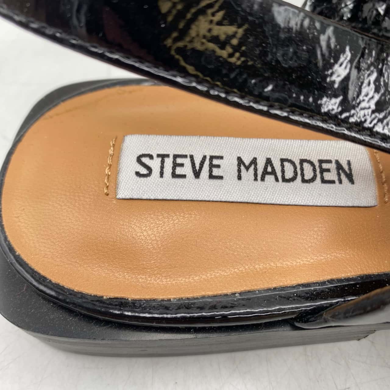Steve Madden Black Patent Leather Sling Back Flats NWOT Size 10–8-41(s)