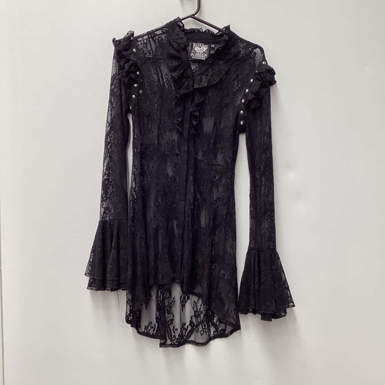 Killstar Womens Size XS Flared Sleeve Black Lace Goth Dress (s)