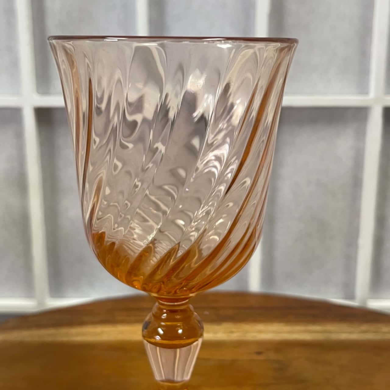 Set of 6 France Rosaline Pink Swirl Glasses