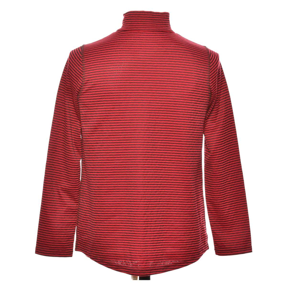 Chico’s Womens Size M Striped Red & Black Skivvy Top (s)