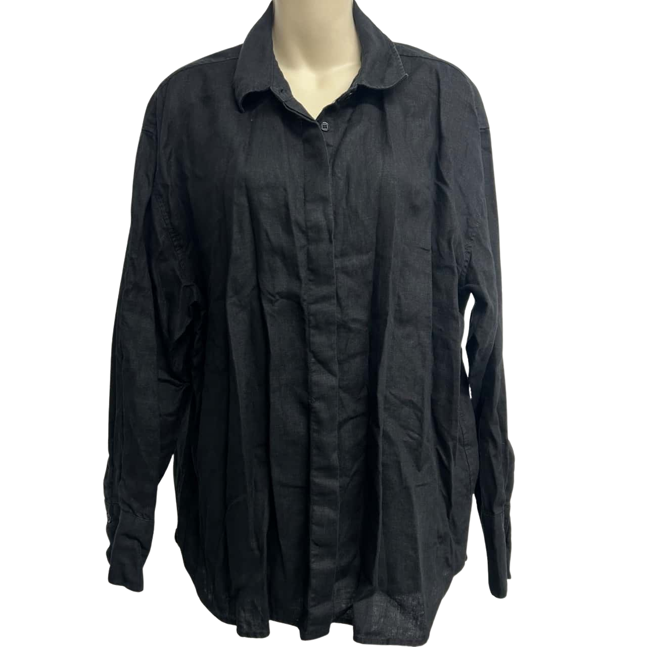 Seed Womens Size 14 Black Linen Button Up (s)