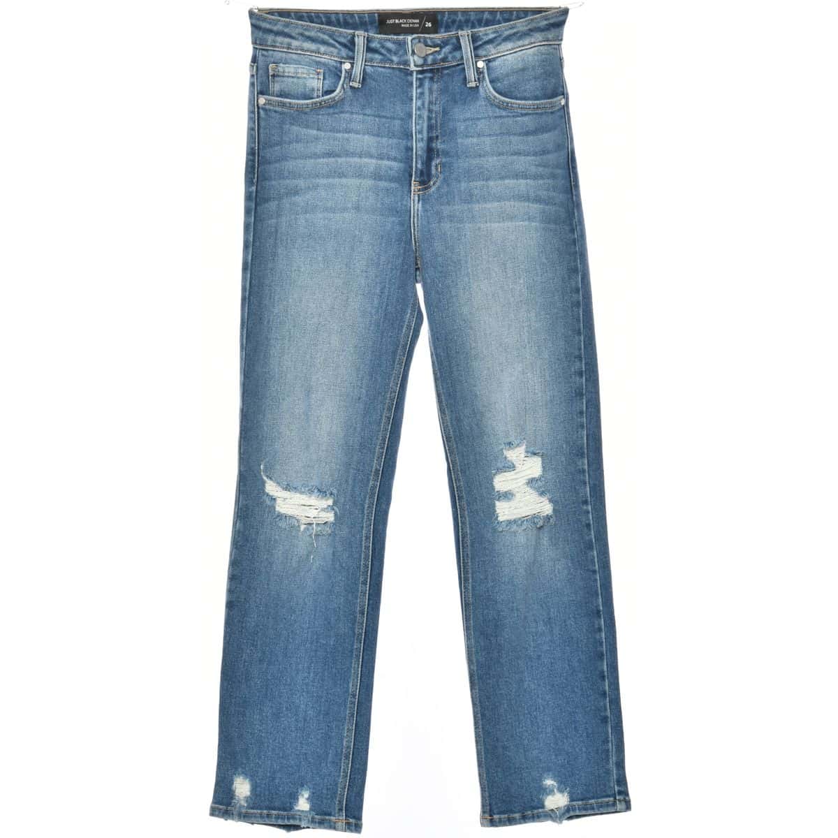 Just Black Denim Women's Size 26" Distressed Straight Jeans Blue (s)