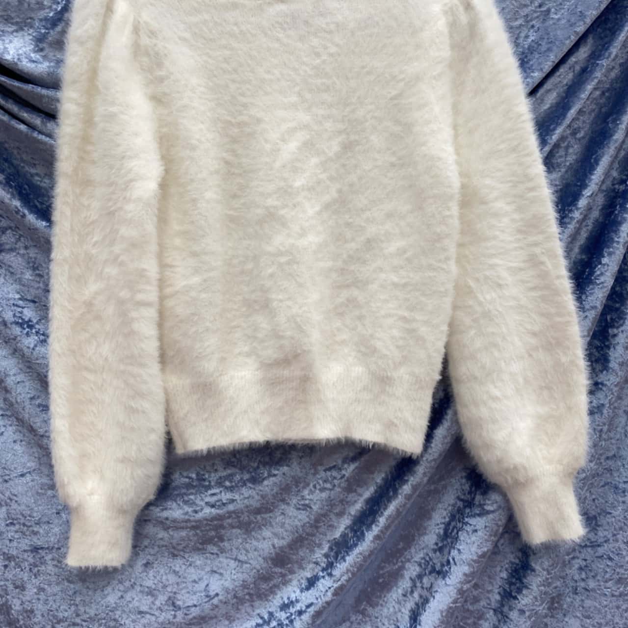 Dotti Womens Size XS White Fur Knit Jumper