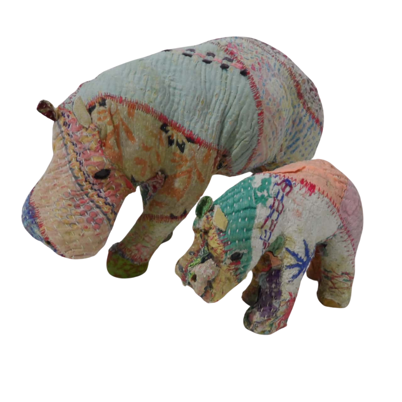 Unique Fabric Patchwork Hippo's x 2