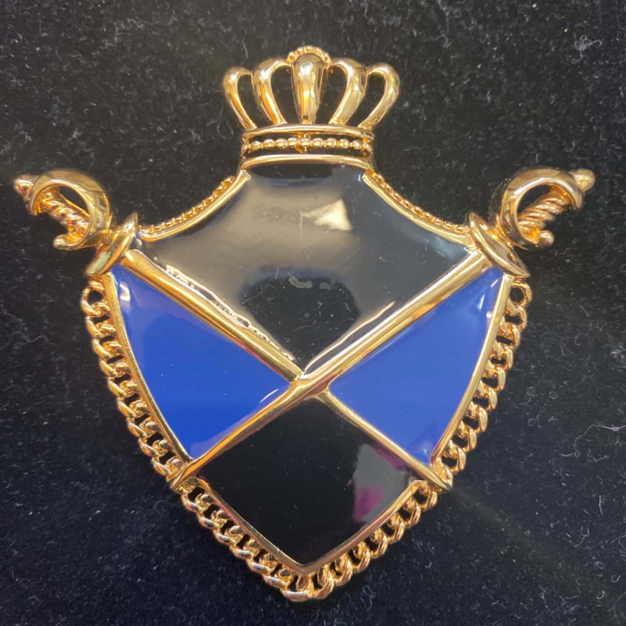 MONET Blue & Black Enamelled Gold Tone Shield Brooch(s)