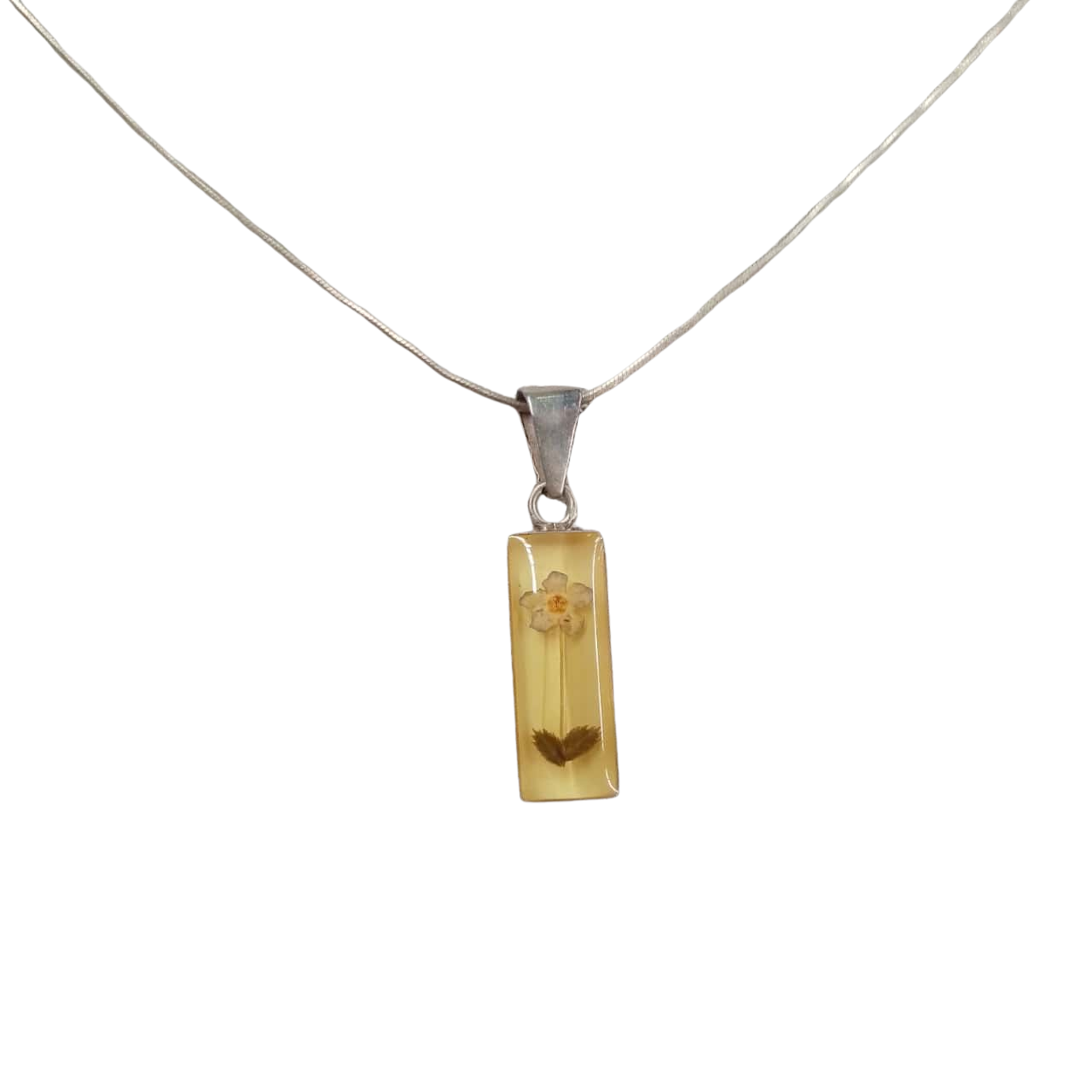 Women's Silver Necklace Floral Pendant