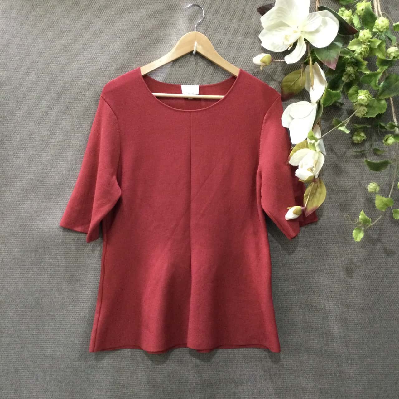 Witchery Womens 3/4 Sleeve Top, Size XL, Brick-Red (s)