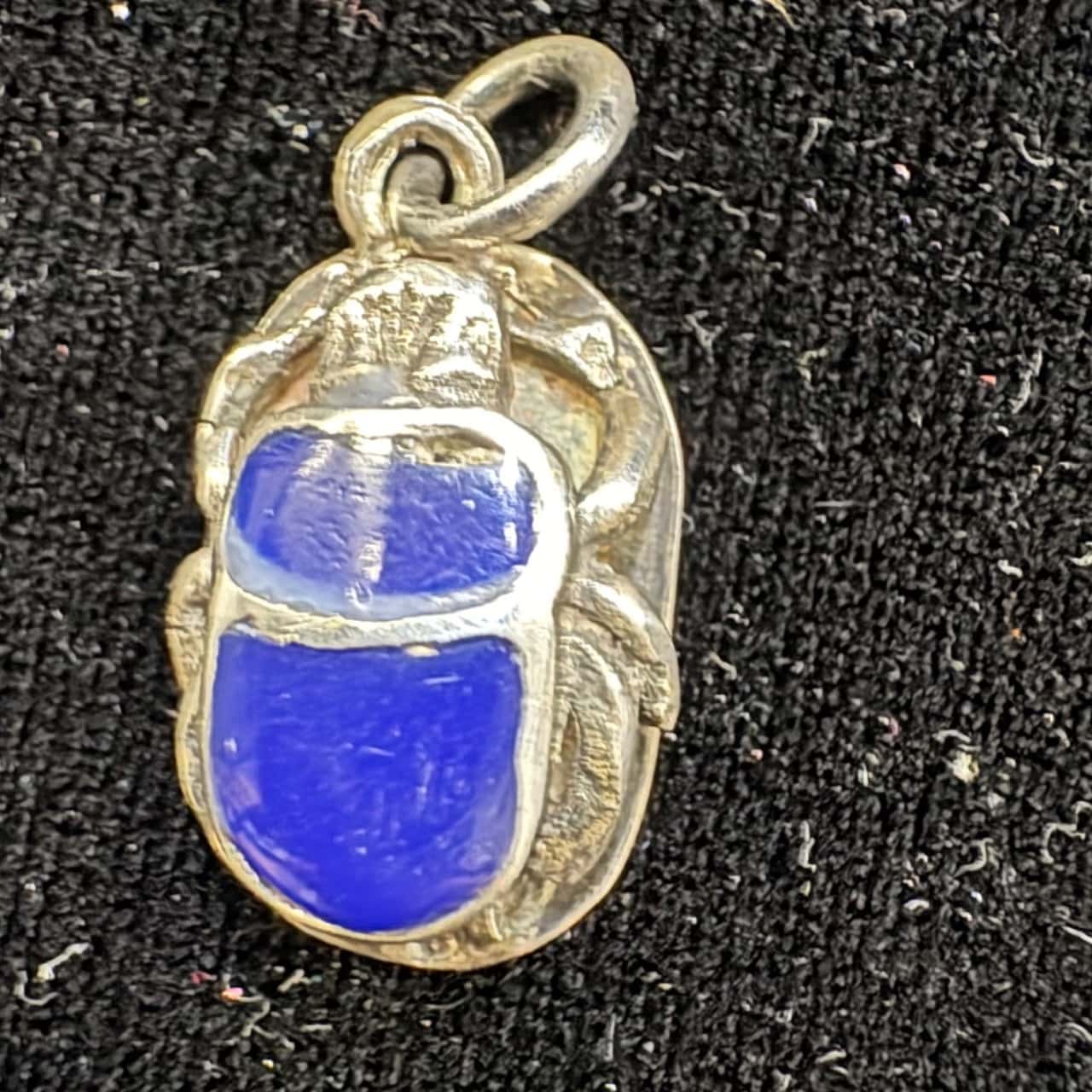 Womens Pendant Silver Tone Blue Scarab