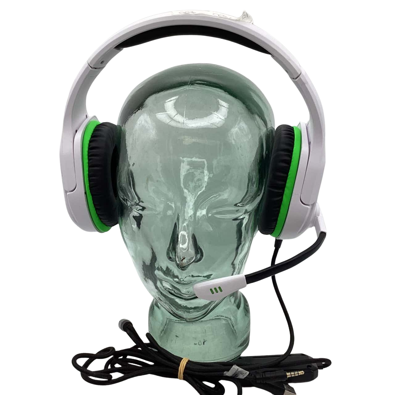 White and Green Gaming Headset Flexible Mic (3.5mm + USB) HEADPHONES