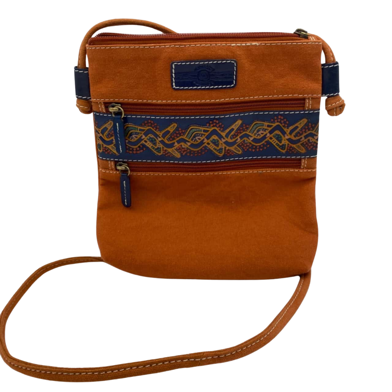 Indigenous Womens Handbag Burnt Orange 100% Cotton and Genuine Leather(s)