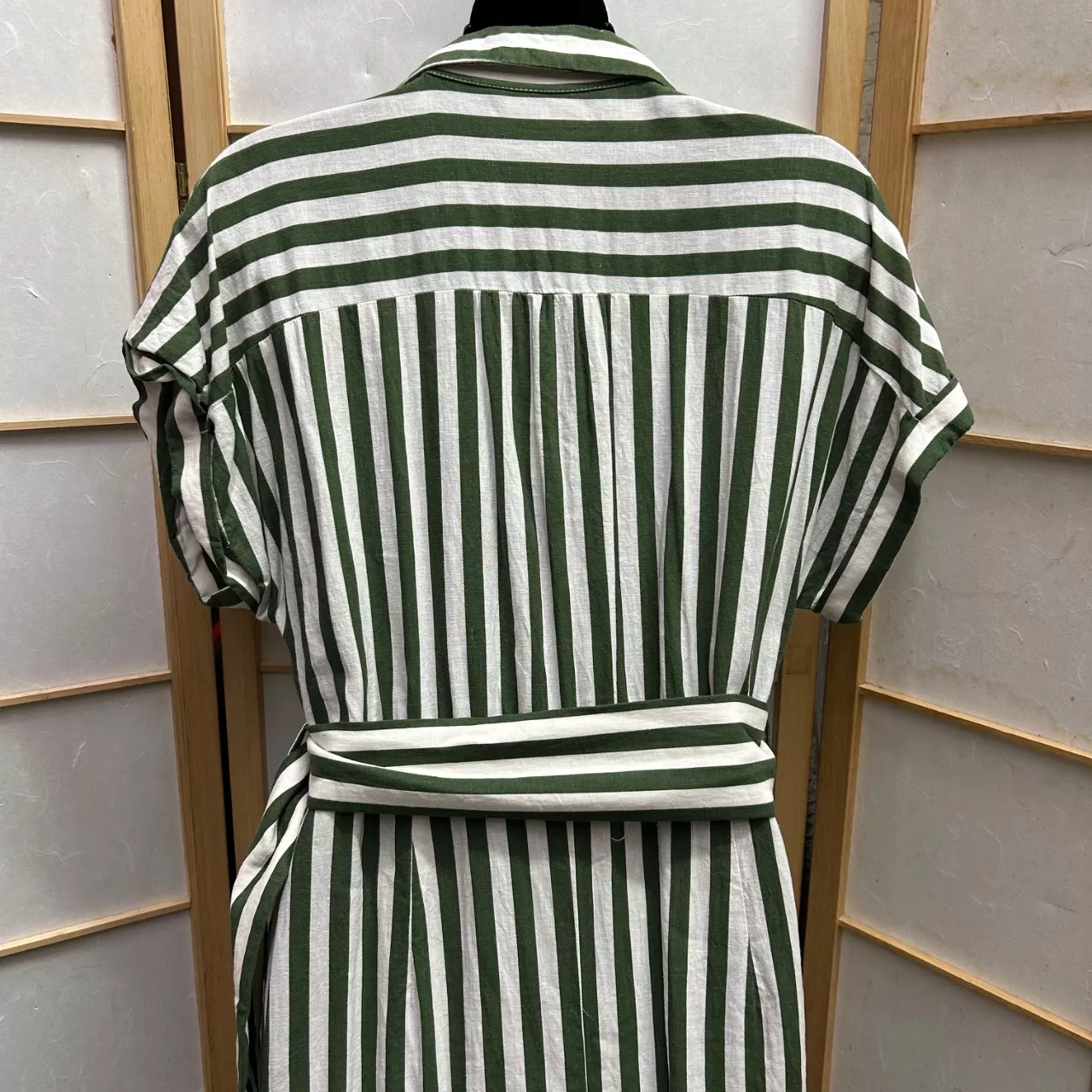 Zara Women’s Size L Linen Blend Maxi Dress / Shirt Dress / Short Sleeve ...