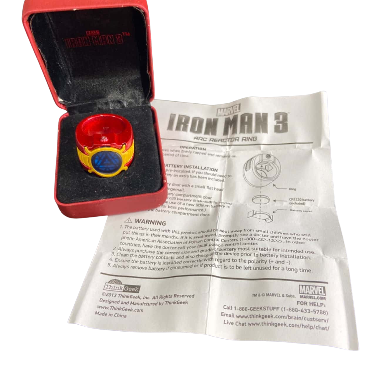 Marvel Unisex Rings Black / Red / Yellow Arc Reactor(s)